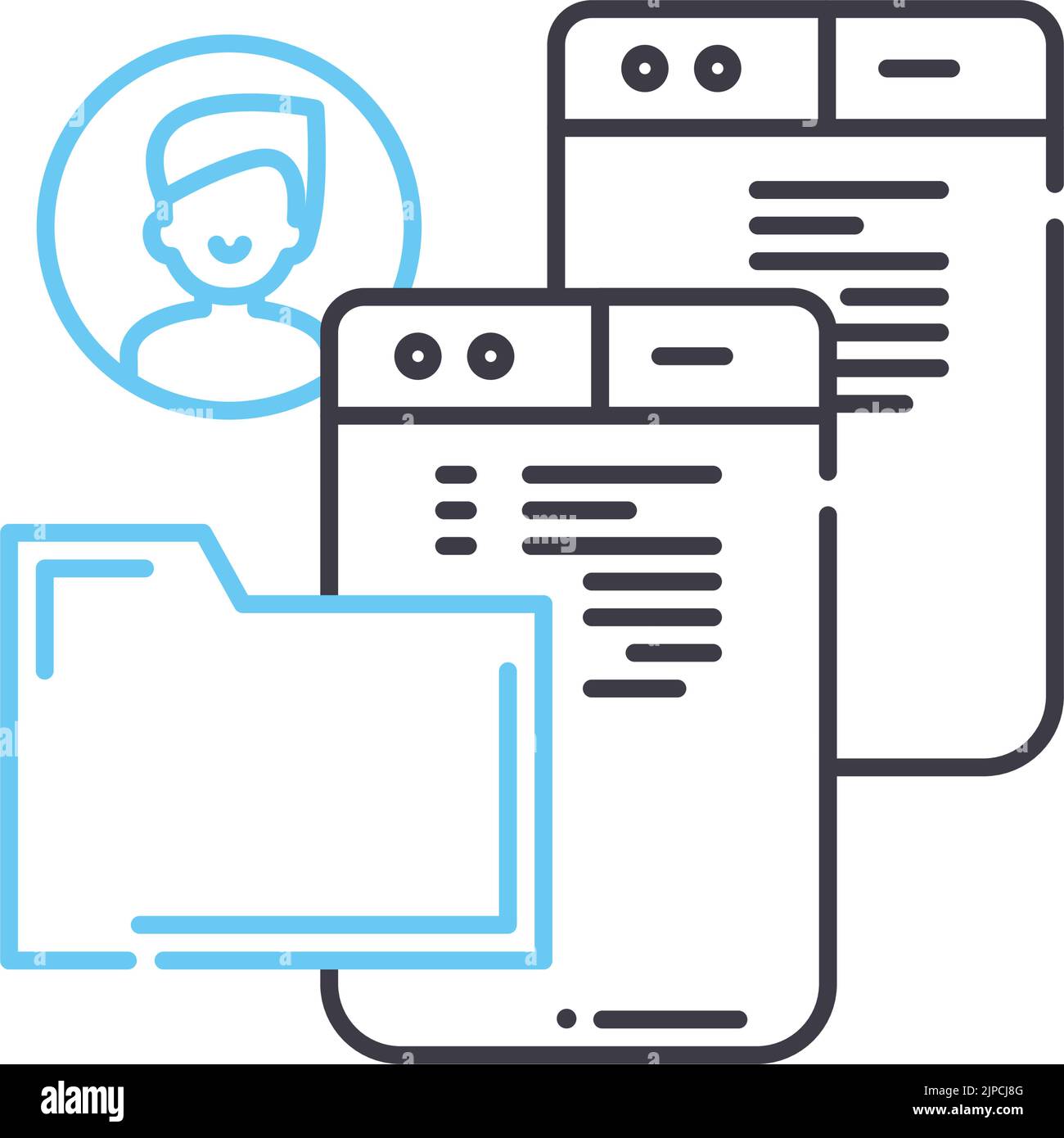 portfolio line icon, outline symbol, vector illustration, concept sign ...