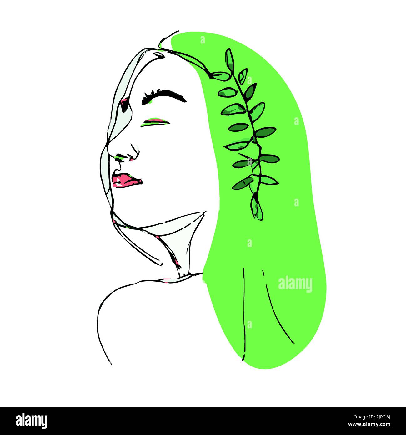 Beautiful line art model painted with watercolor Stock Photo - Alamy