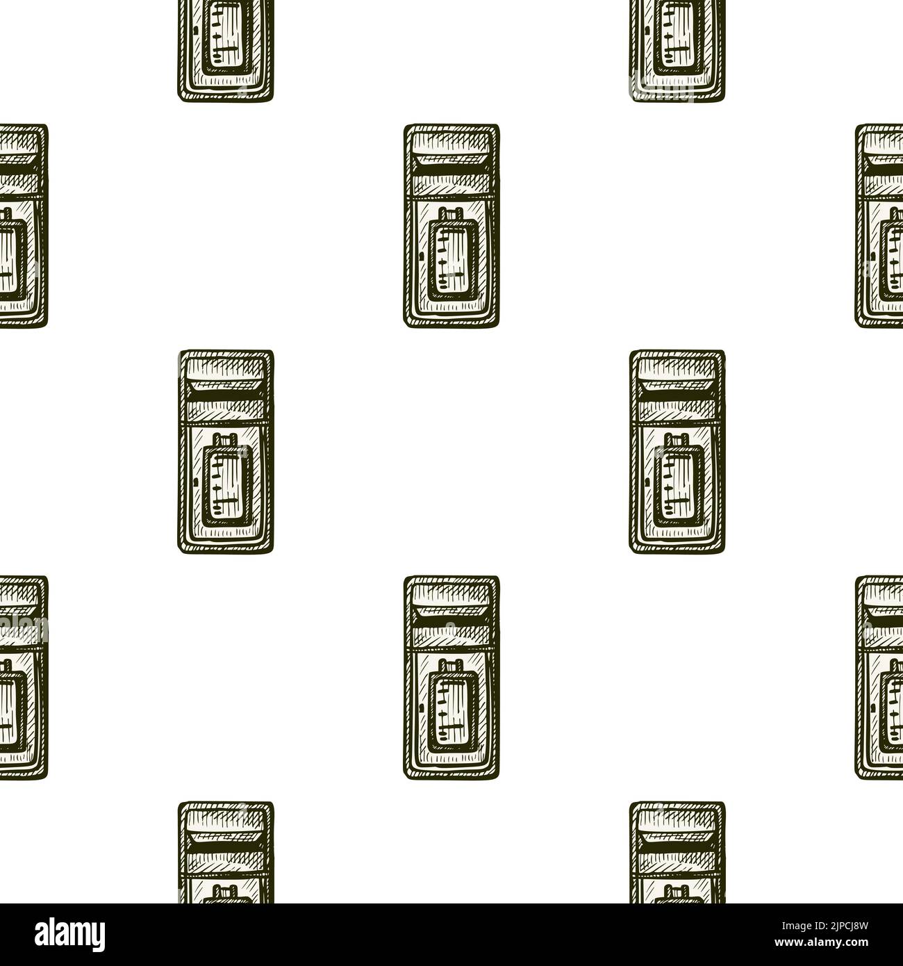 Mailbox engraved seamless pattern. Vintage letterbox in hand drawn ...