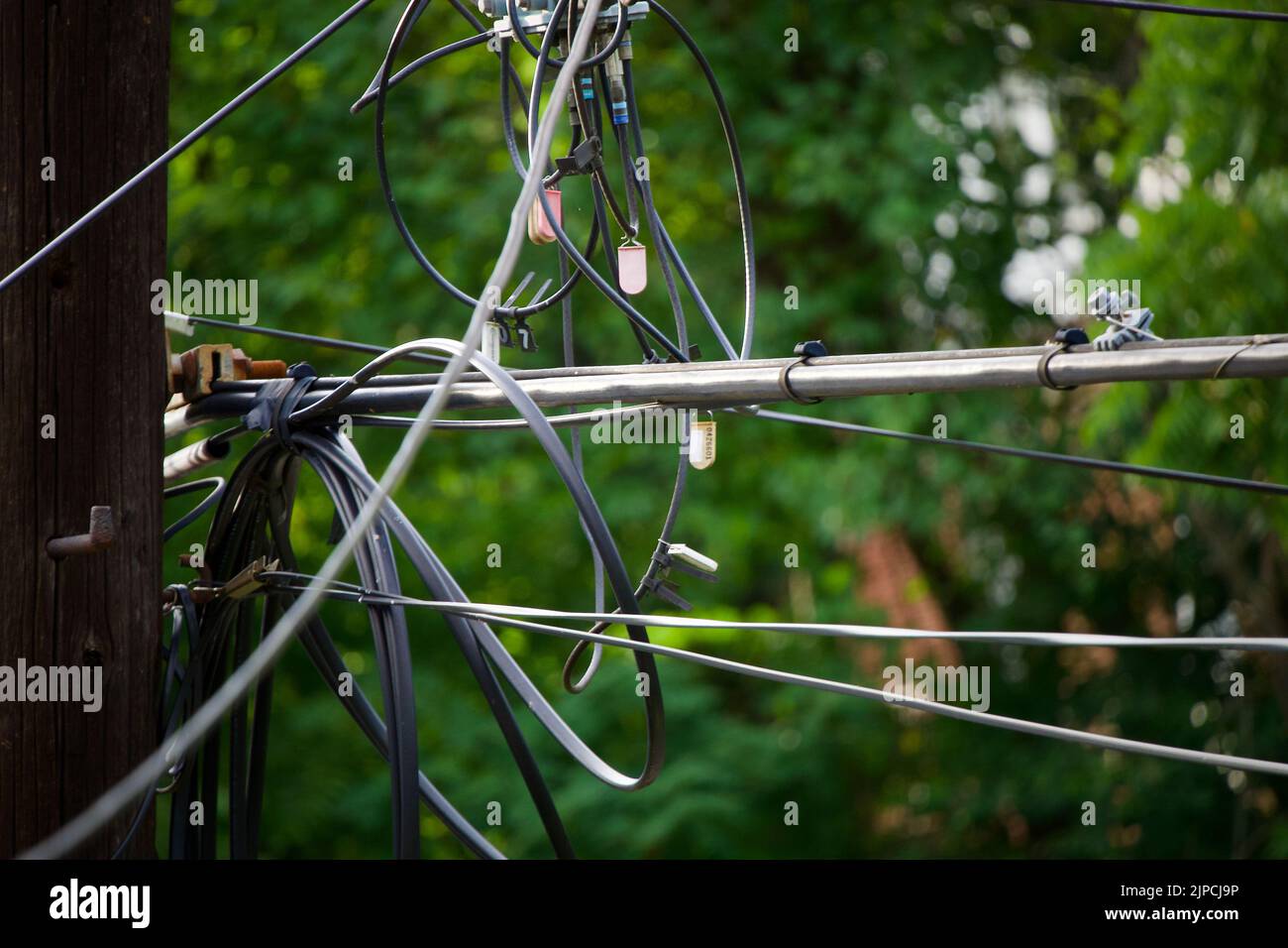 Telephone power wires cables hi-res stock photography and images - Alamy