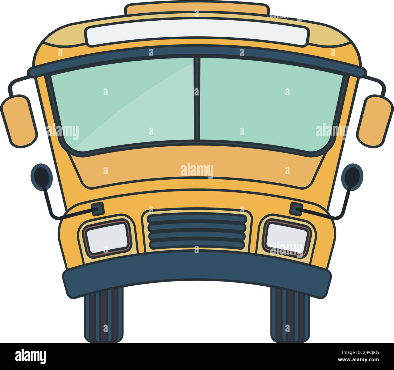 Yellow school bus of front projection with curved roof Stock Vector ...