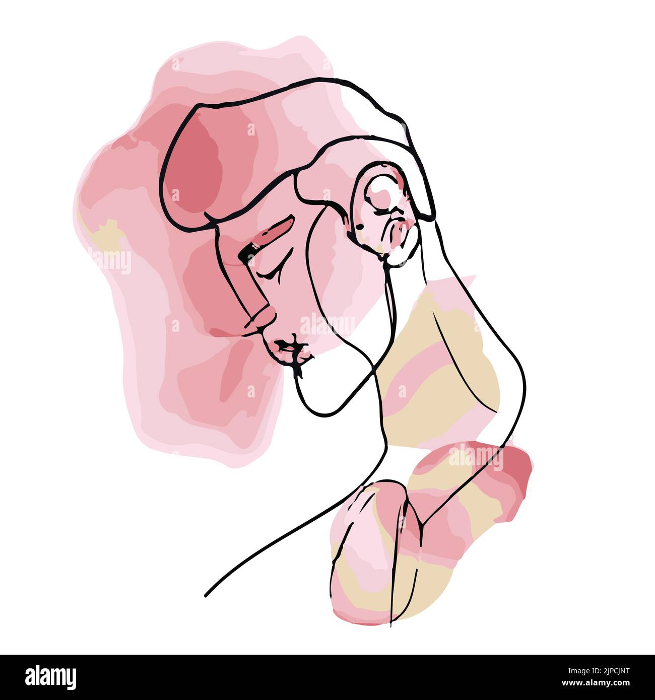 Beautiful line art model painted with watercolor Stock Photo - Alamy