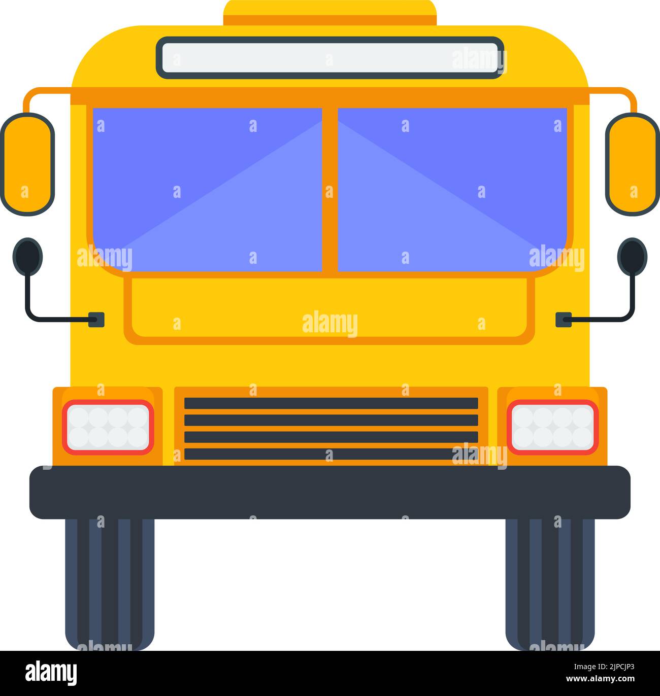 Yellow school bus front view. Transporting schoolchildren Stock Vector ...