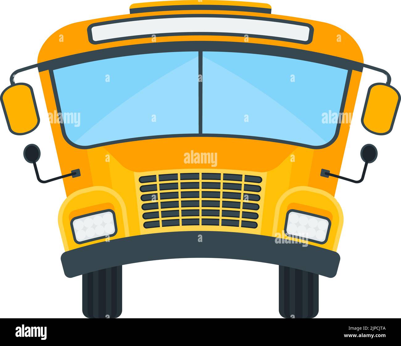 Yellow school bus of front view with curved roof Stock Vector Image ...