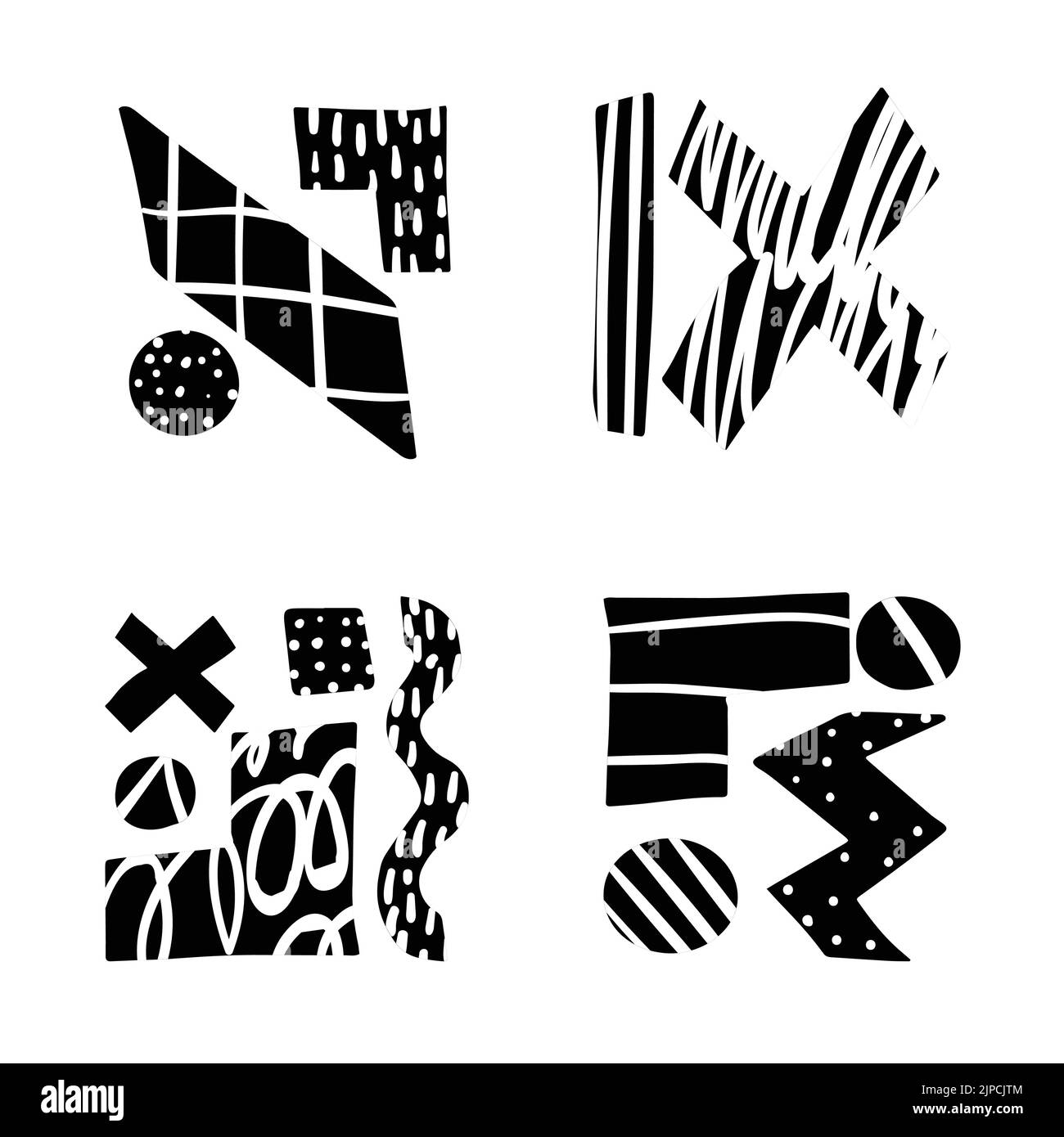 Vector geometric black and white abstract set of shapes Stock Vector ...