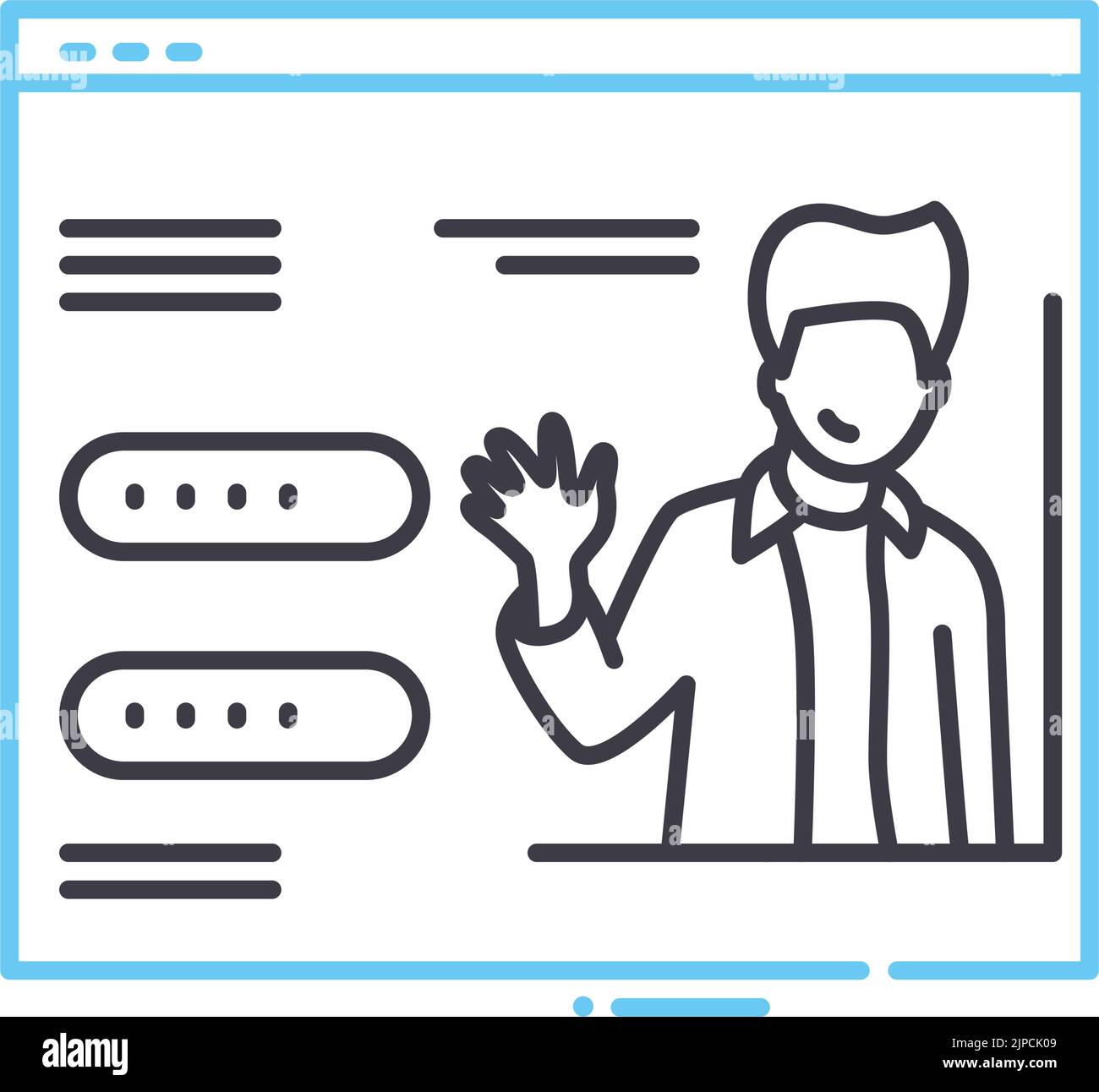 private website login line icon, outline symbol, vector illustration ...