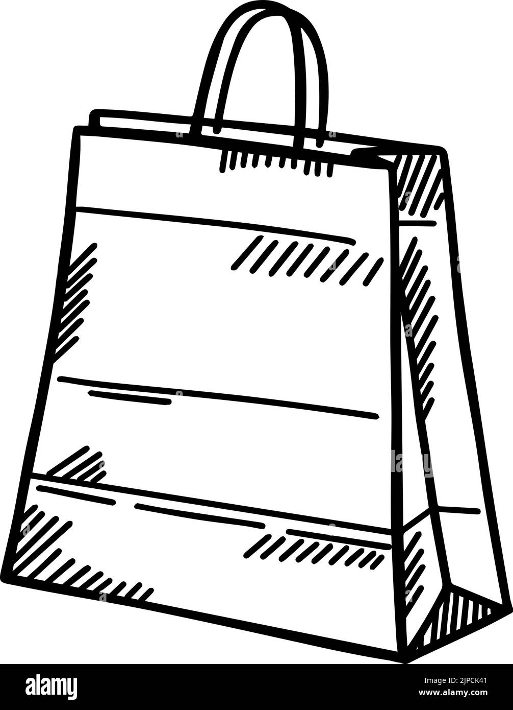 Paper shopping bag sketched isolated. Doodle package in hand drawn ...