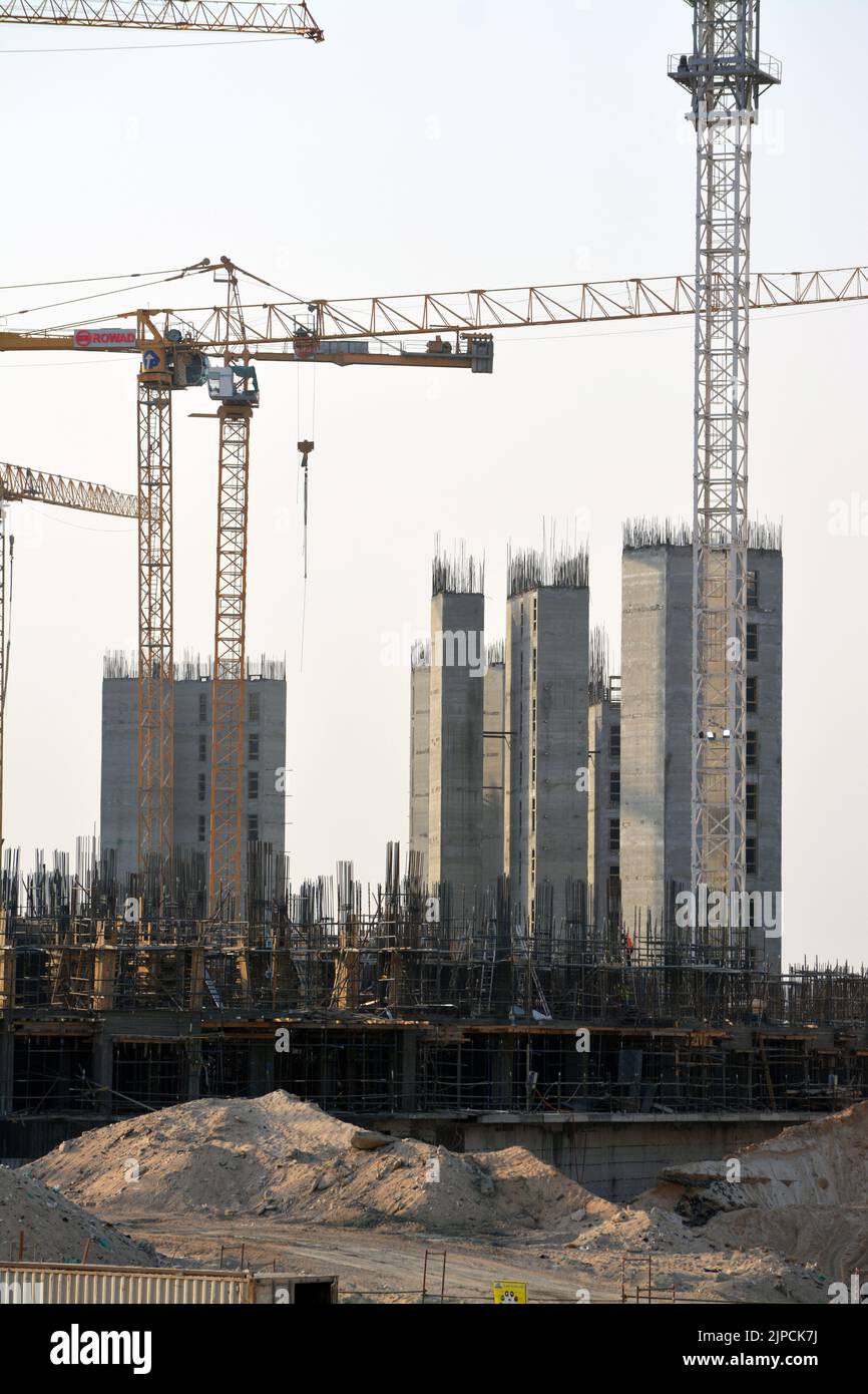 Giza, Egypt, June 6 2022: A construction site of new high rise in Egypt ...