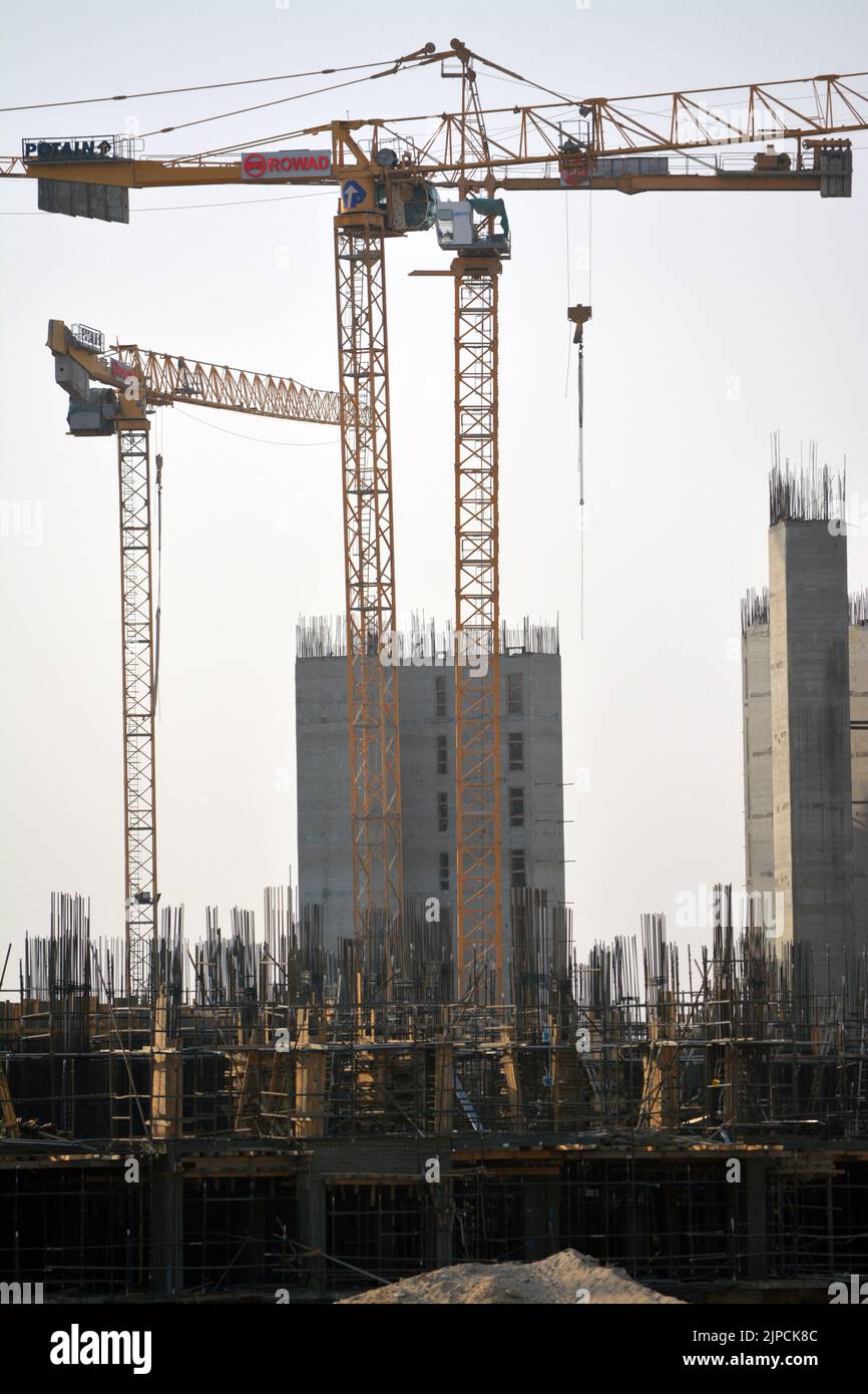Giza, Egypt, June 6 2022: A construction site of new high rise in Egypt ...