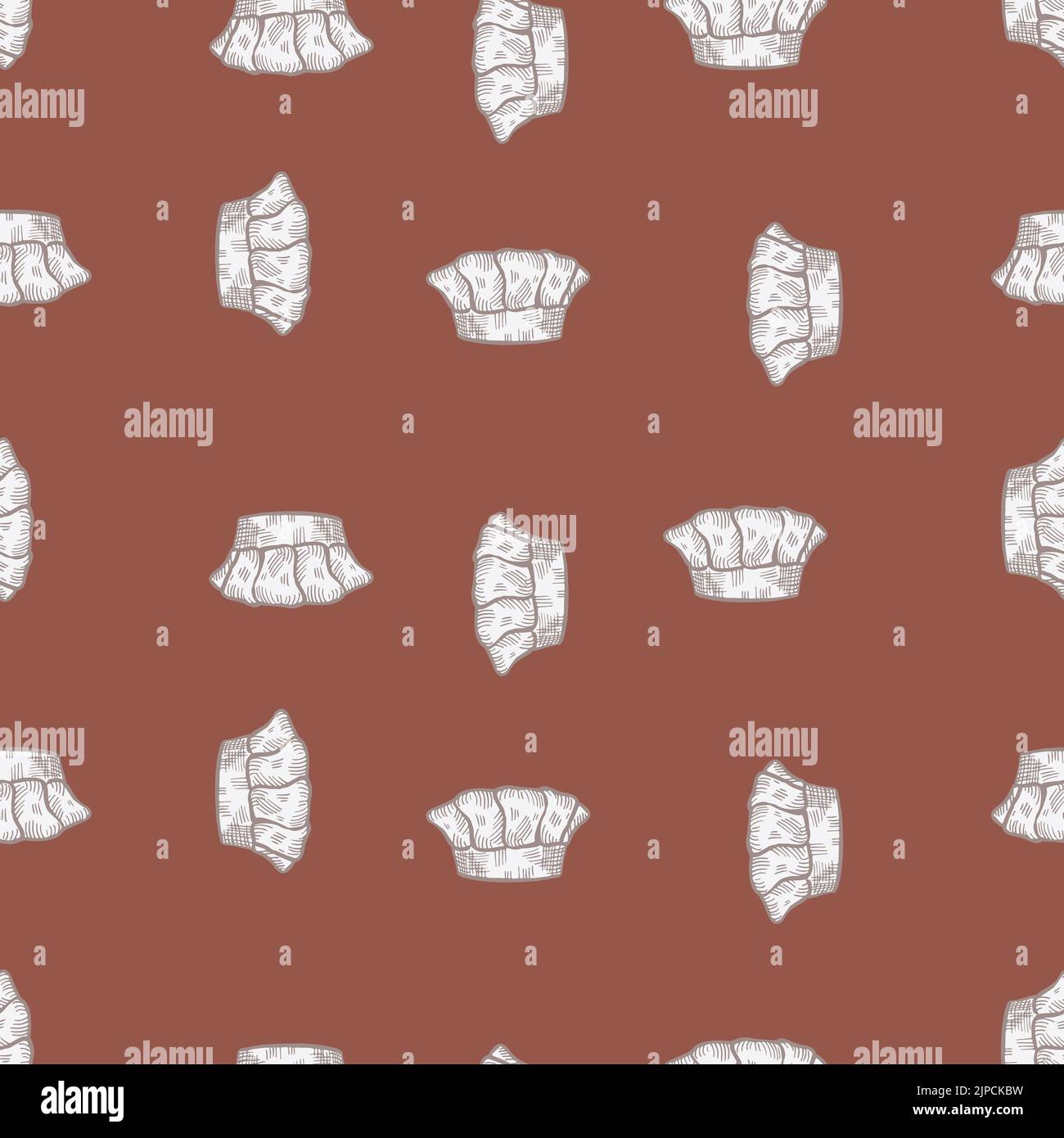High chef hat engraved seamless pattern. Kitchen traditional element in ...