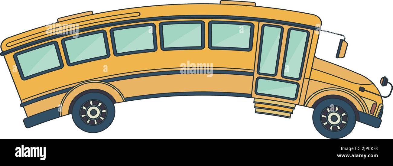 Yellow school bus of side view with curved roof Stock Vector Image ...