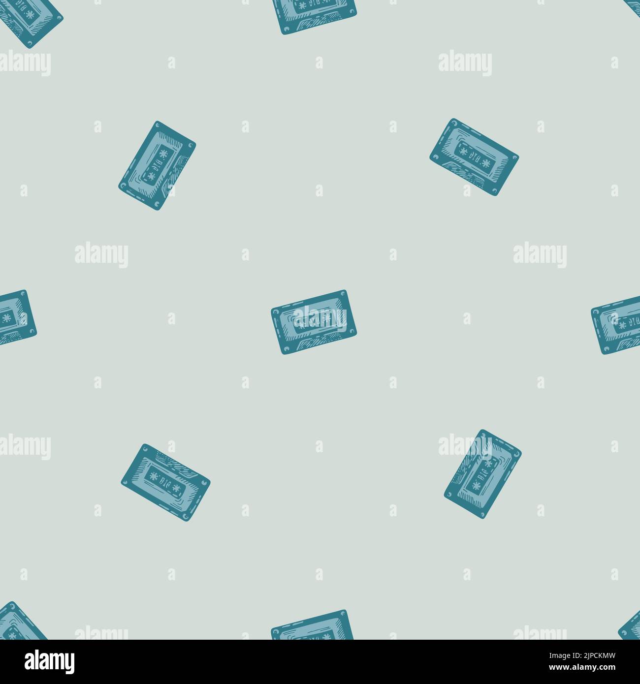 Audio Cassette Tape Engraved Seamless Pattern Vintage Music Cassette Tape In Hand Drawn Style