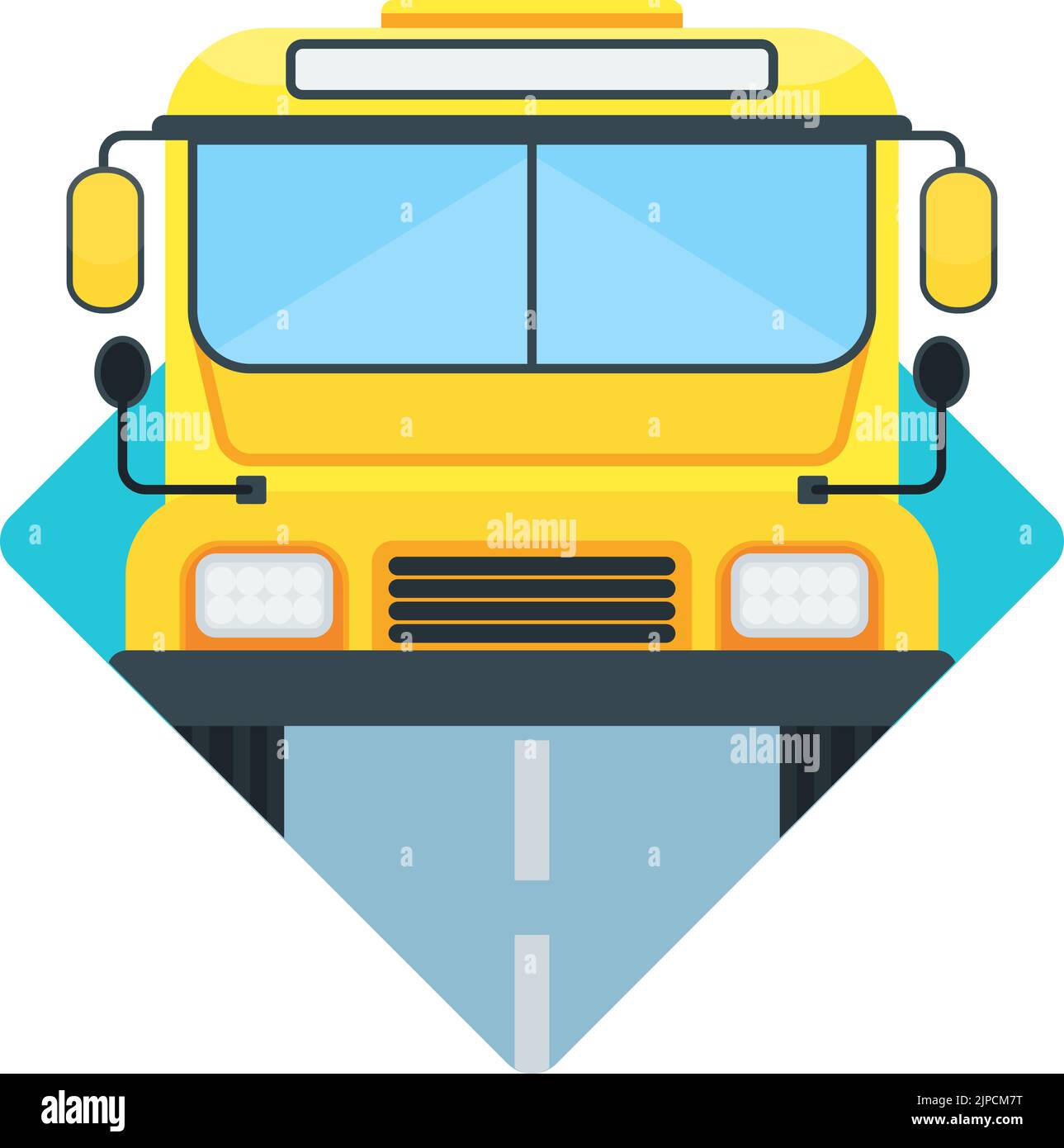 Yellow school bus front view. Transporting schoolchildren Stock Vector ...