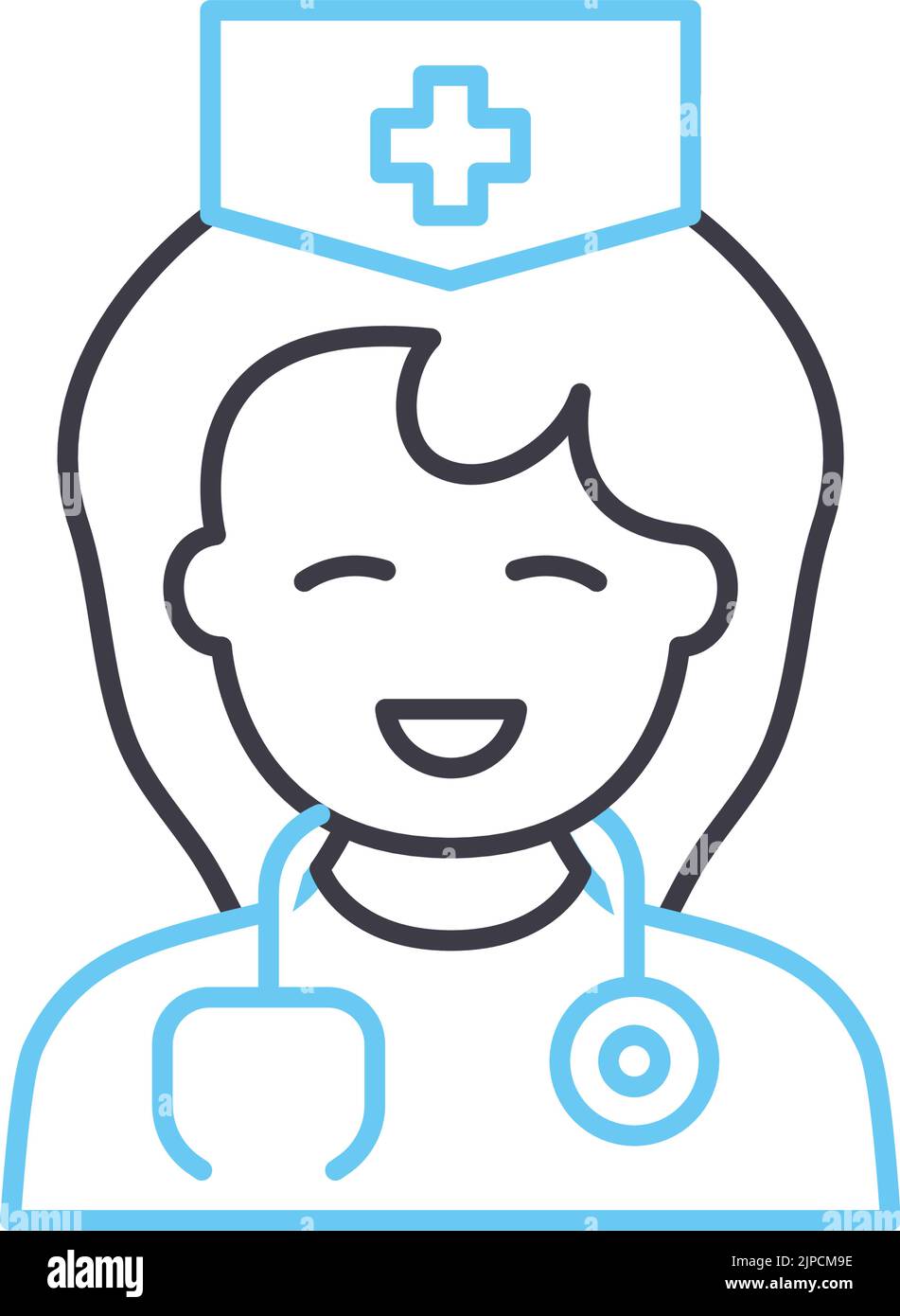 nurse line icon, outline symbol, vector illustration, concept sign ...