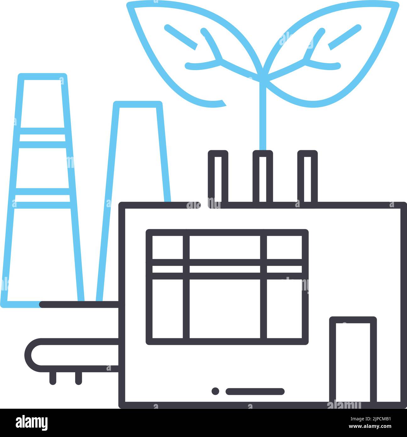 green factory line icon, outline symbol, vector illustration, concept ...