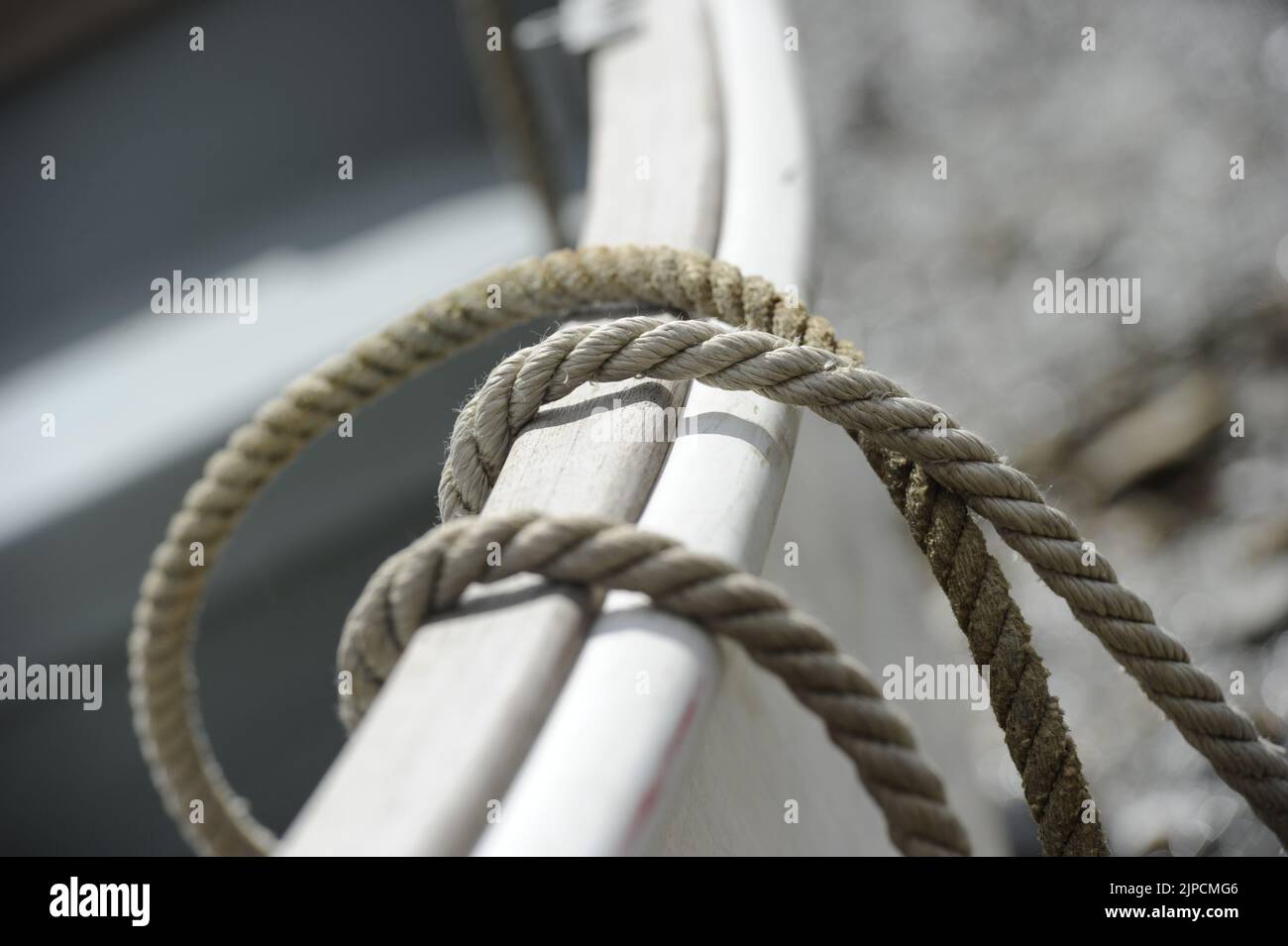 Rope Twine Yarns on small boats Stock Photo - Alamy