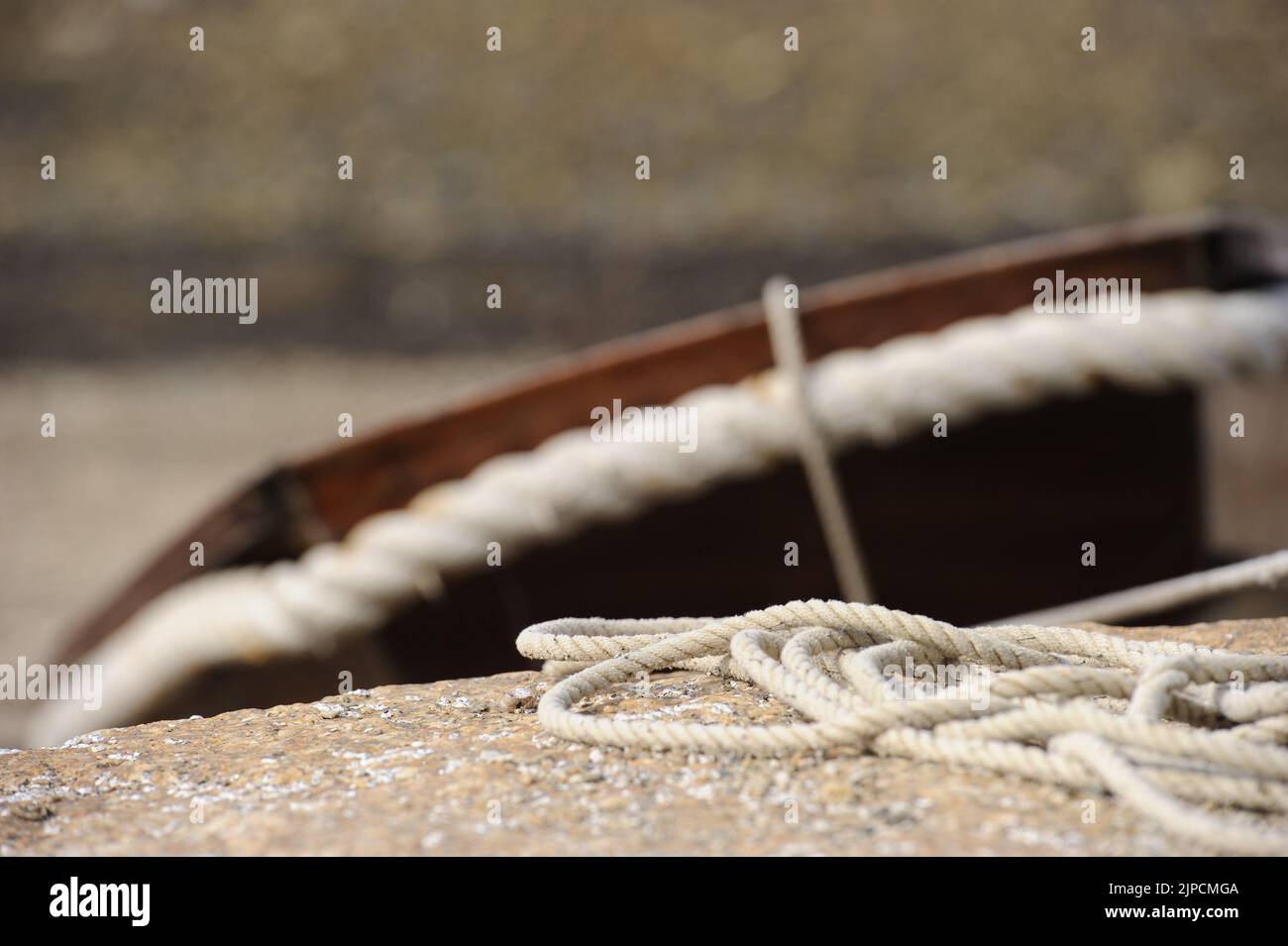 Rope Twine Yarns on small boats Stock Photo - Alamy