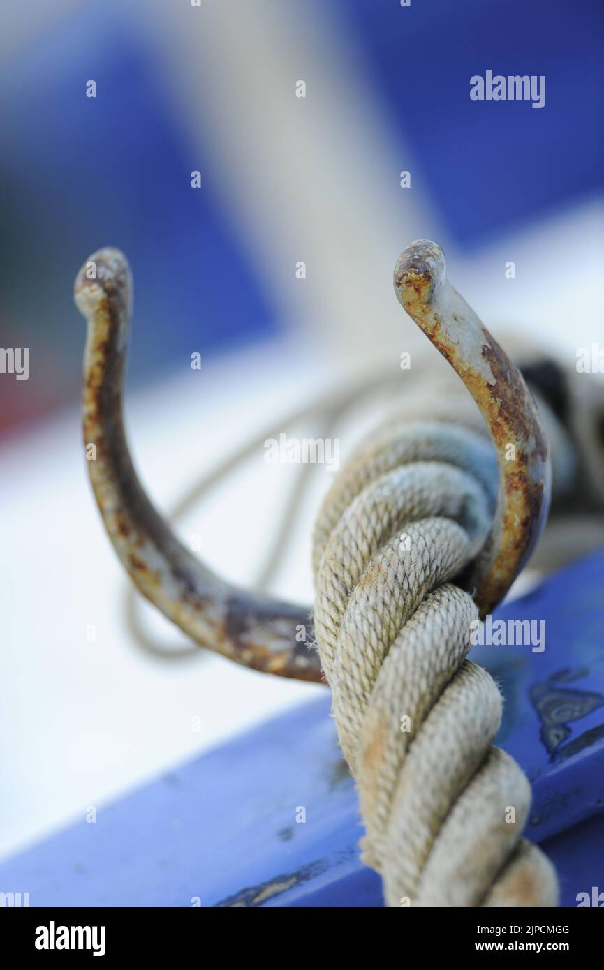 Rope Twine Yarns on small boats Stock Photo - Alamy