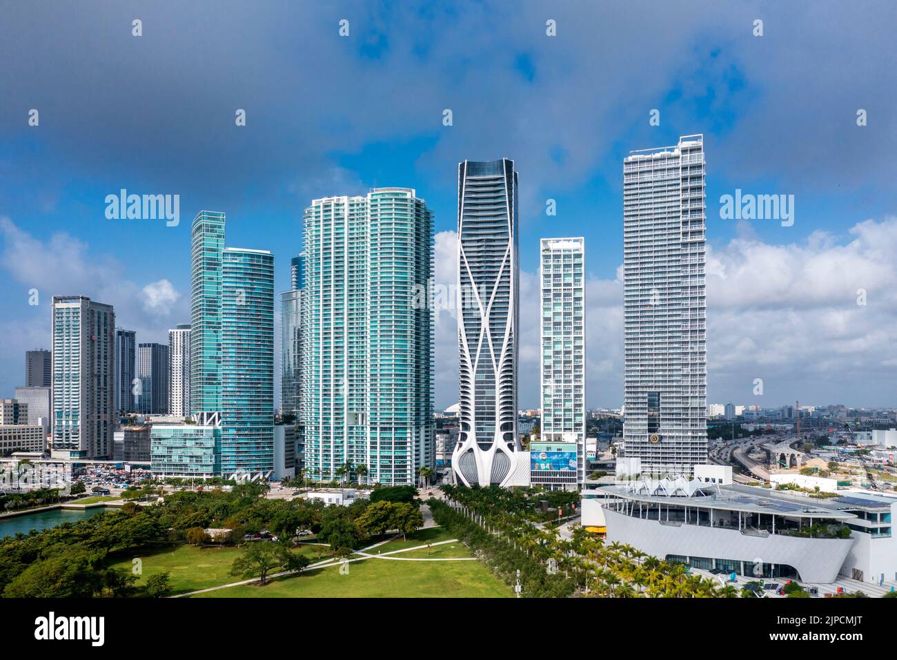 Aerial View, Skyline of Miami Downtown at sunrise, Miami,Florida,USA ...