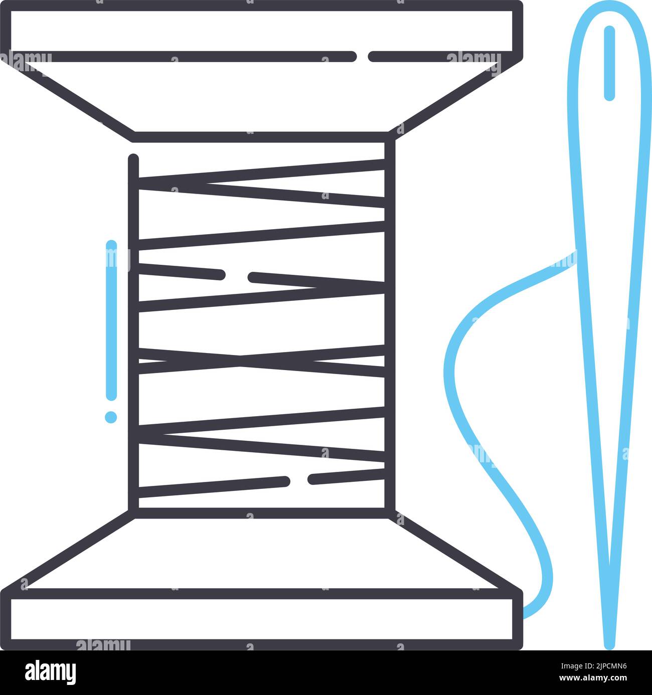 needle & thread line icon, outline symbol, vector illustration, concept ...