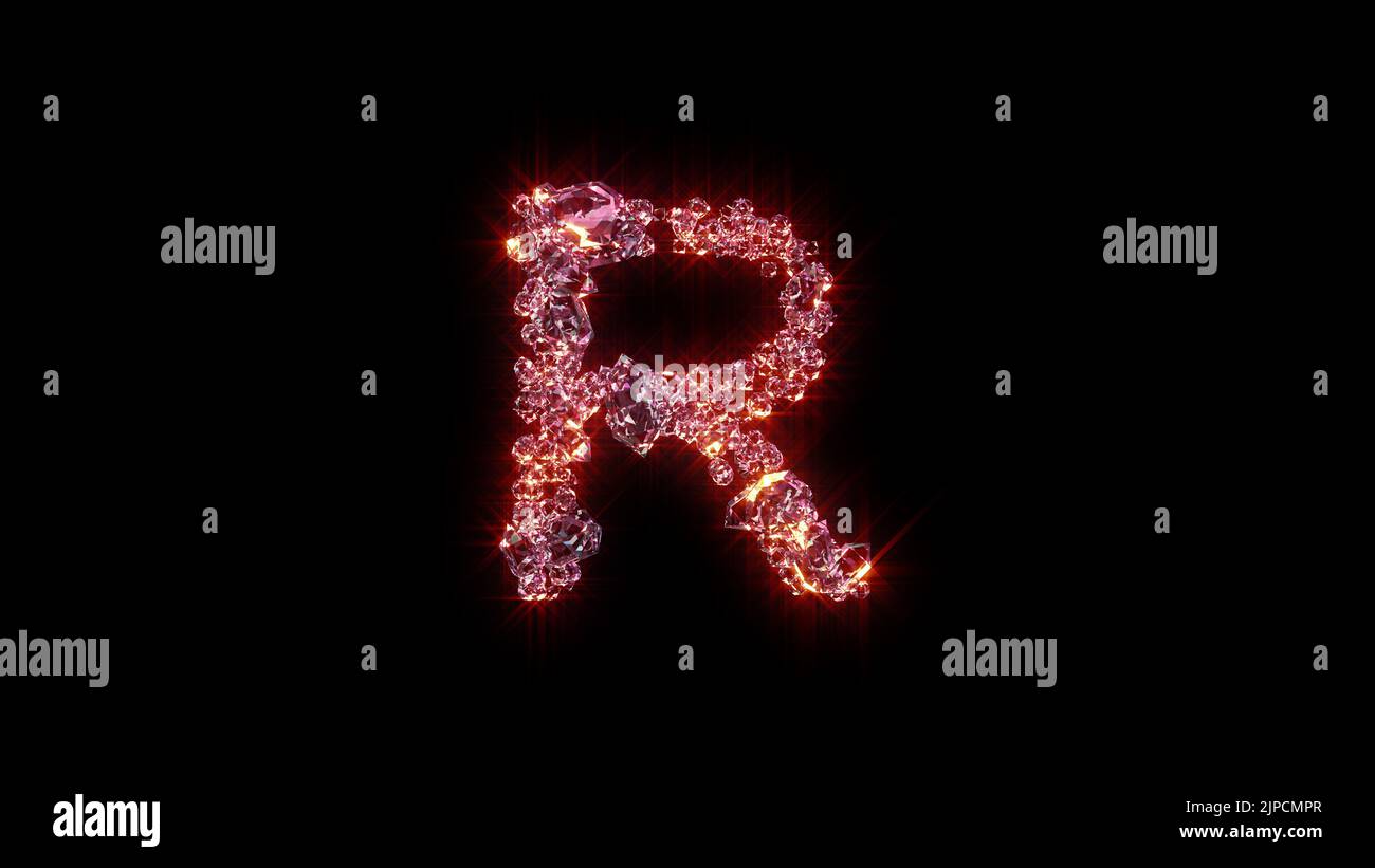 bright red glowing glamorous jewels alphabet - letter R, isolated ...