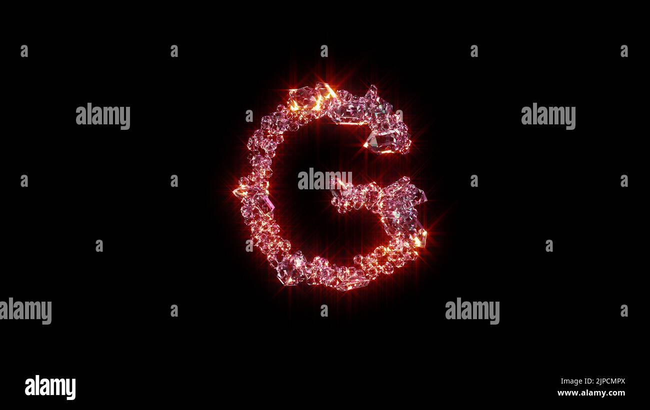 bright red shining lux gemstones alphabet - letter G, isolated - object ...