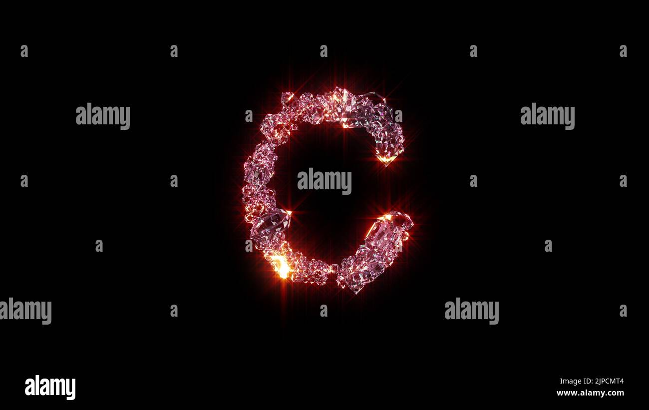 bright red glowing glamorous gems alphabet - letter C, isolated ...