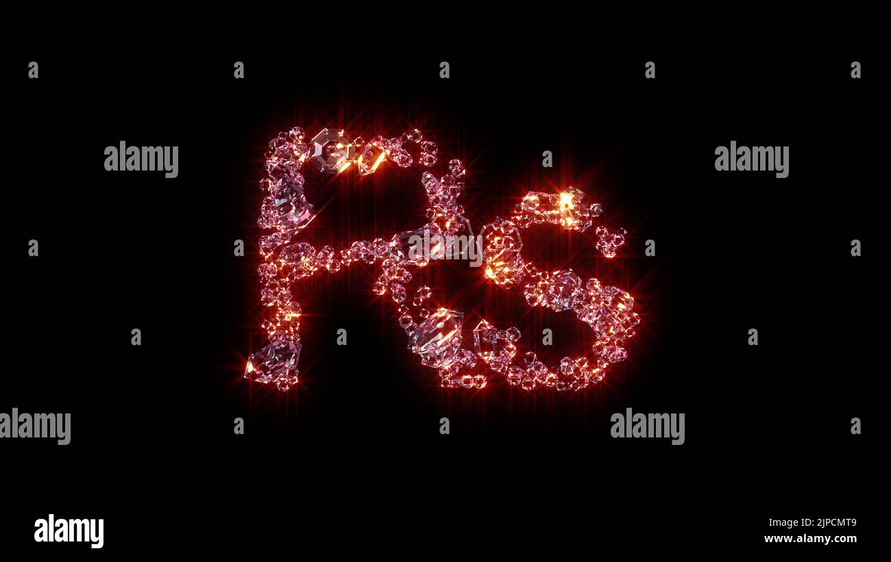 bright red glowing luxury gems alphabet - rupee symbol, isolated ...
