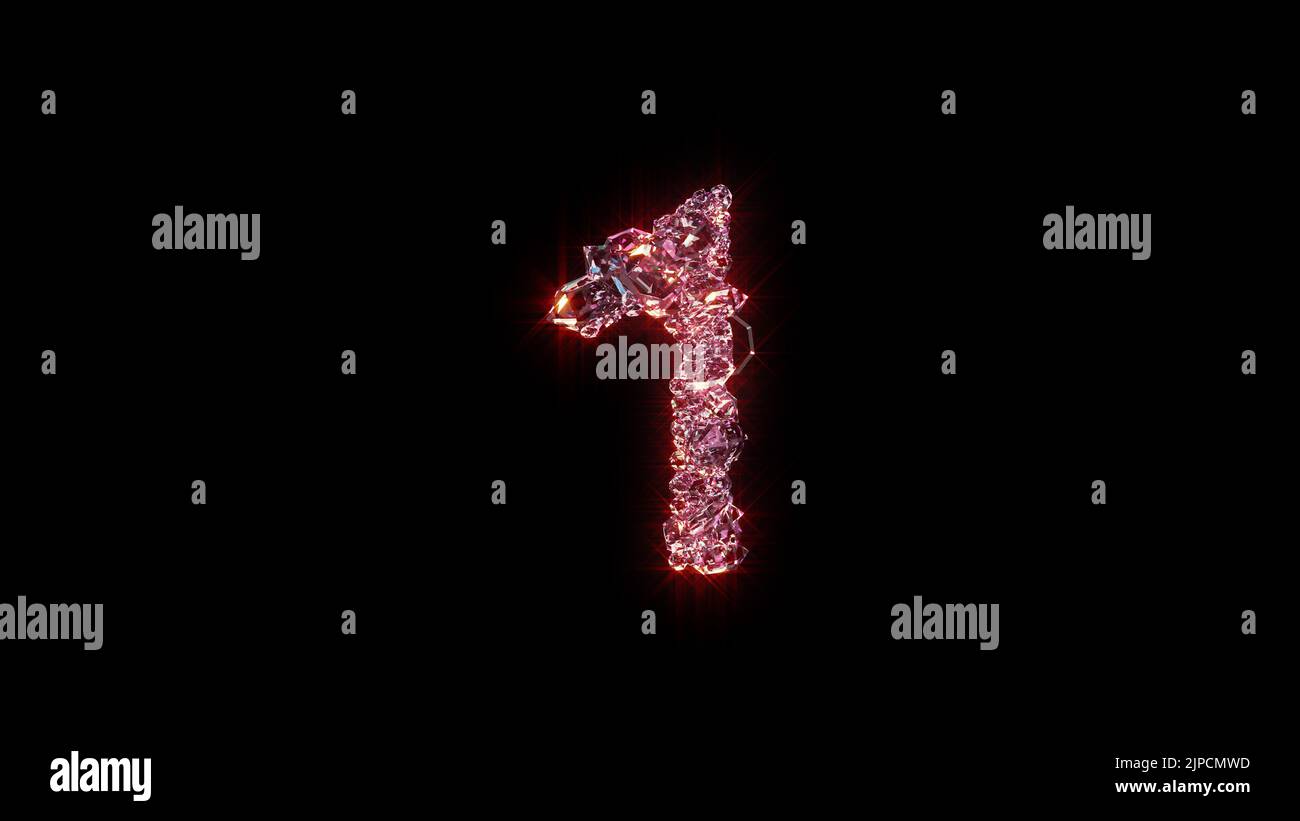 bright red shining luxury gems font - number 1, isolated - object 3D ...