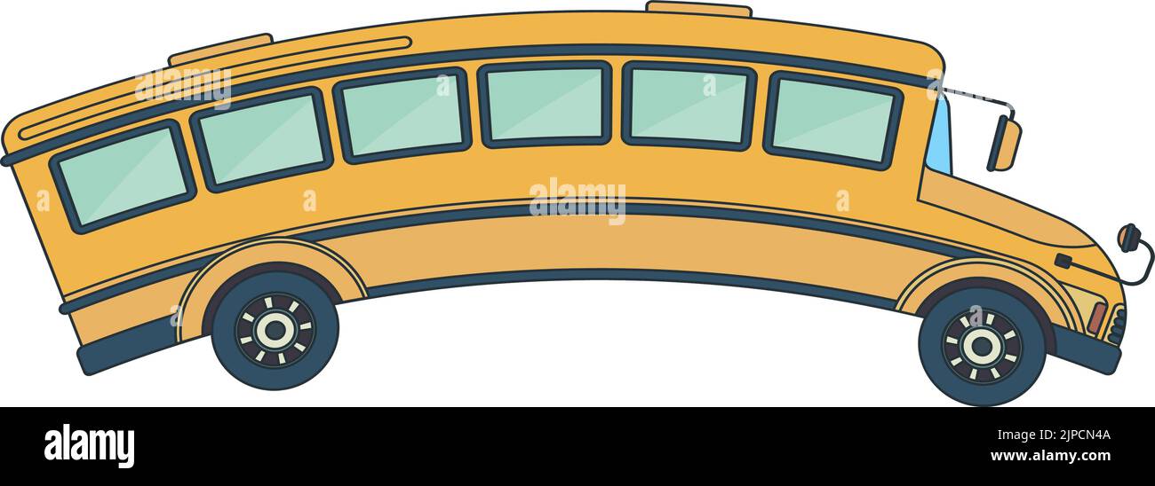 Yellow school bus of side projection with curved roof Stock Vector ...