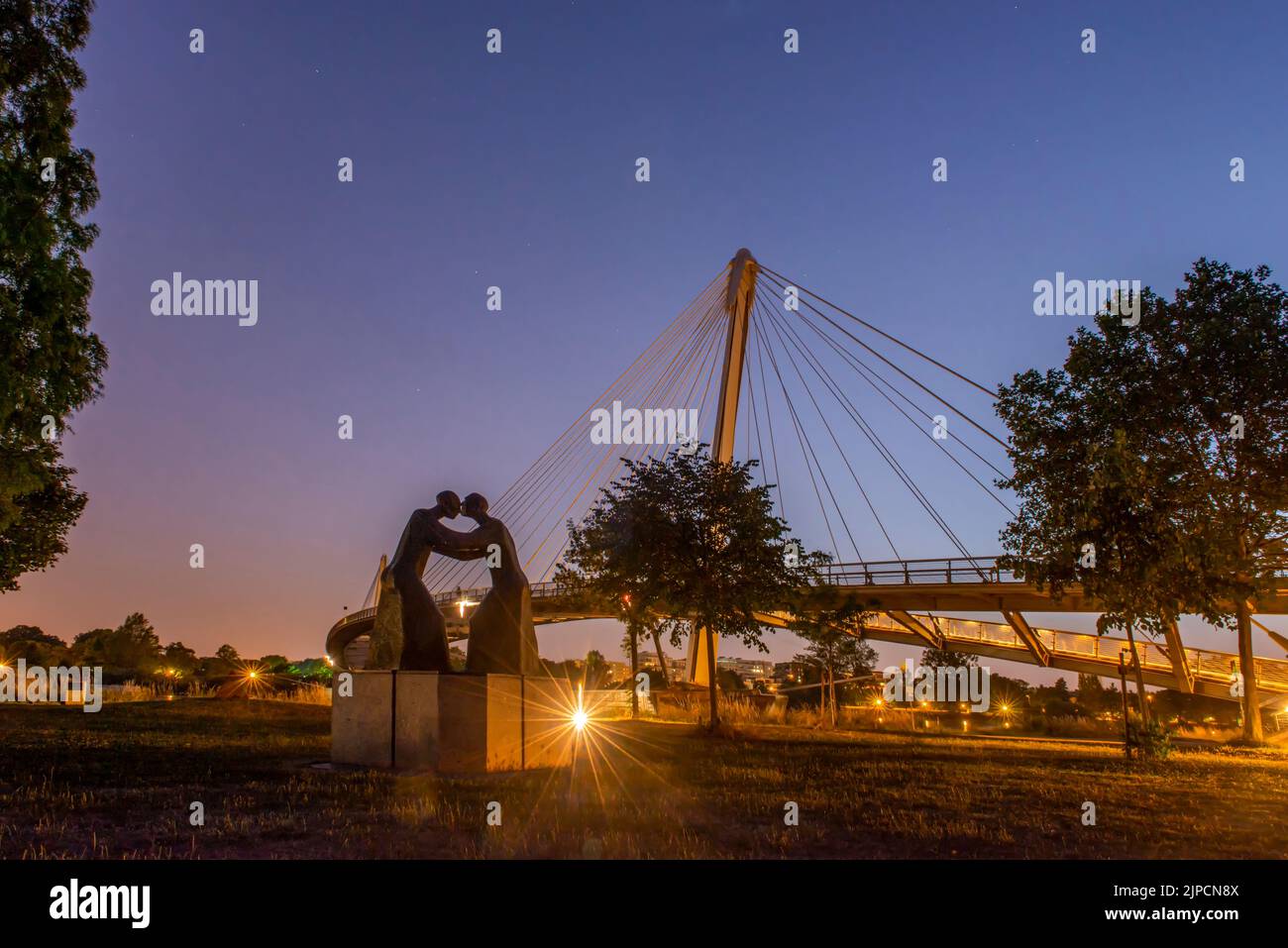 The Passerelle des Deux Rives bridge in Kehl, Germany on blue sky ...