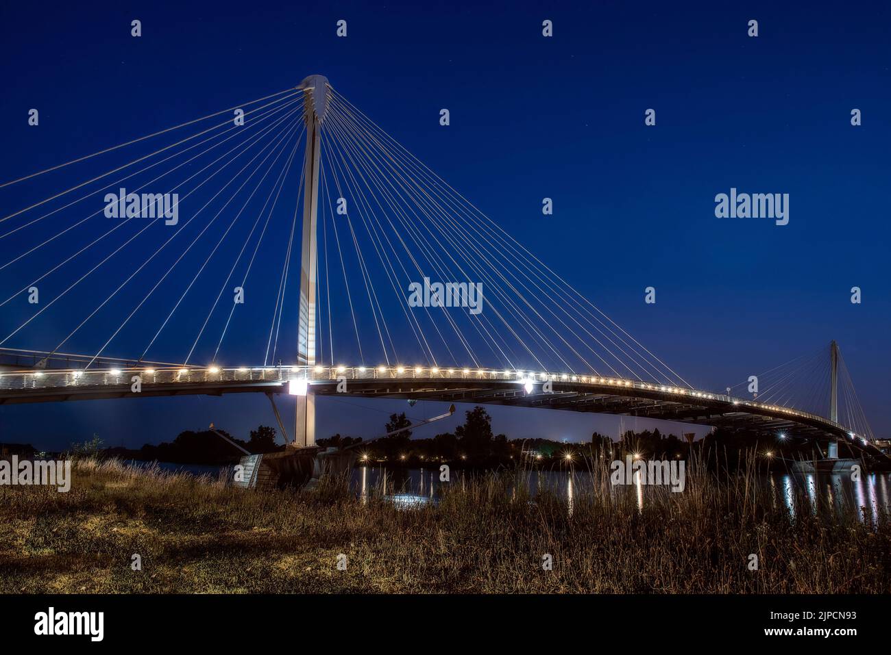 The Passerelle des Deux Rives bridge in Kehl, Germany on blue sky ...