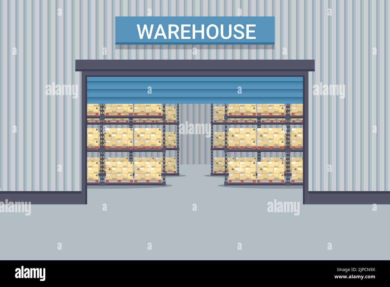 Industrial warehouse for the storage of products with industrial metal ...