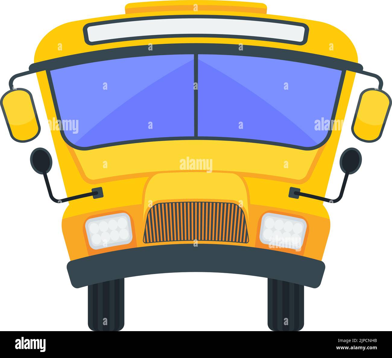 Yellow school bus of front projection with curved roof Stock Vector ...