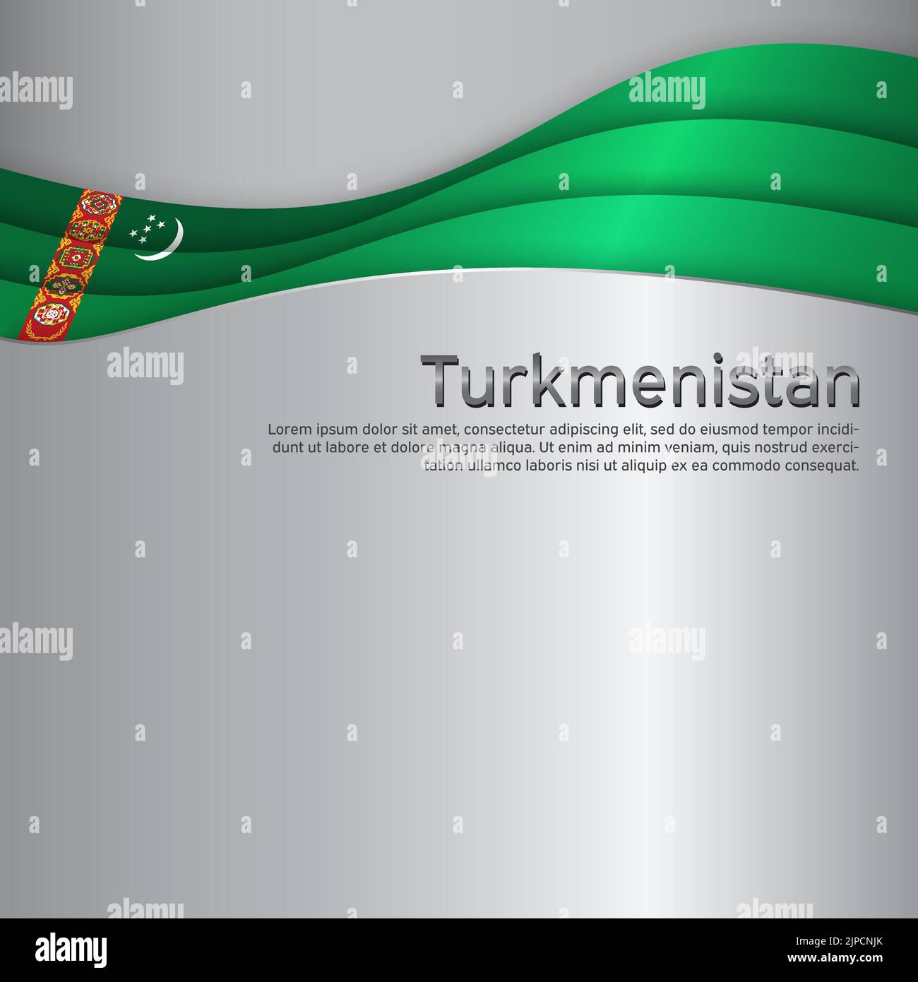 Abstract Waving Turkmenistan Flag State Patriotic Turkmen Cover Flyer