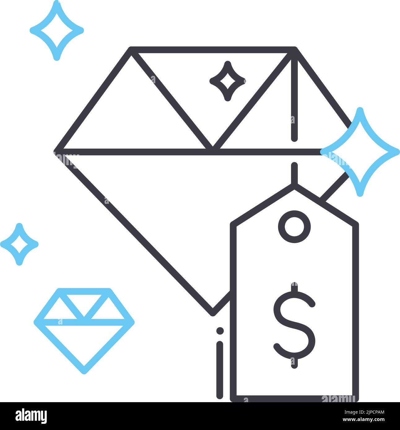 gem line icon, outline symbol, vector illustration, concept sign Stock ...