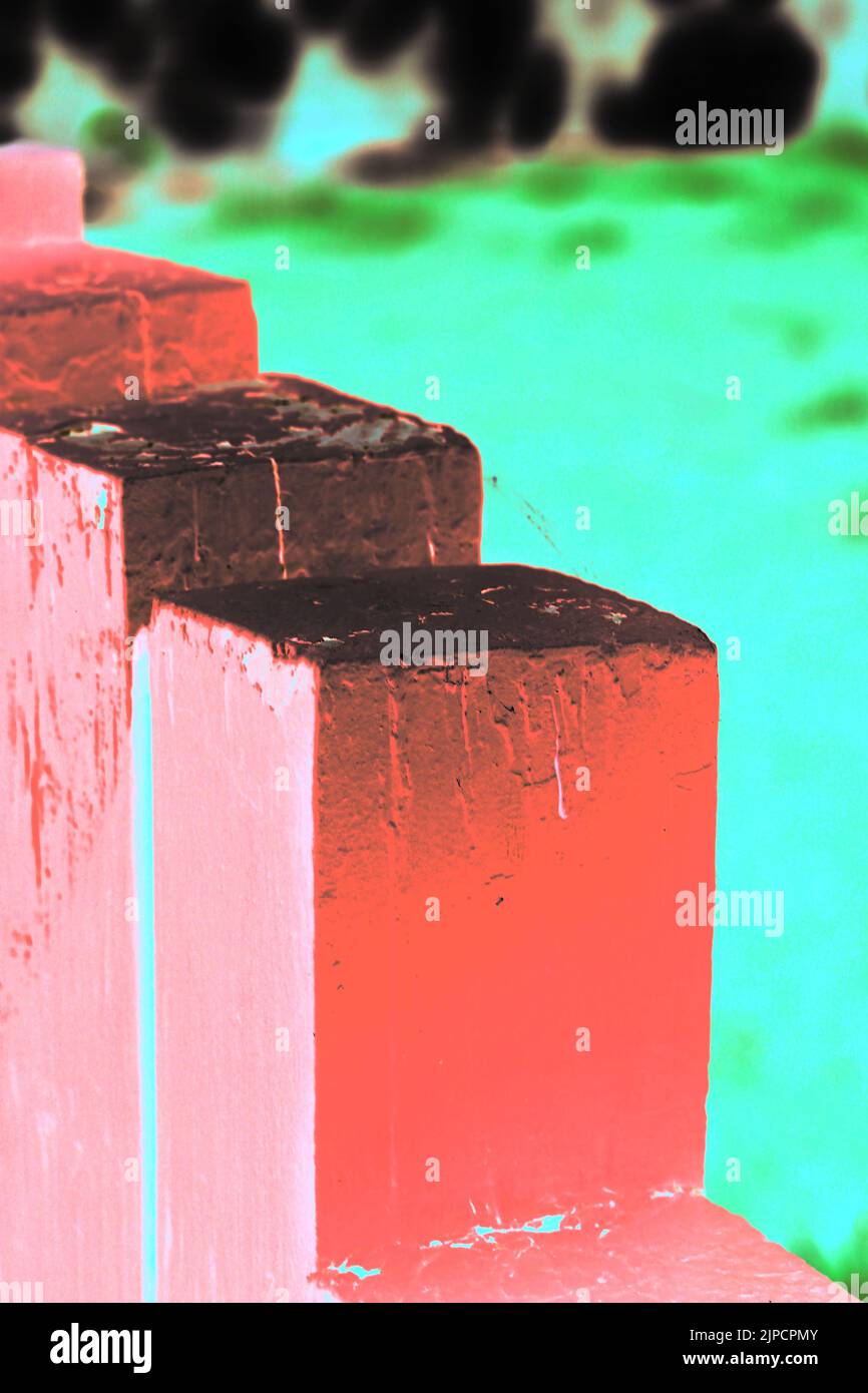 Closeup of outdoor wooden posts standing as a surface for an object ...