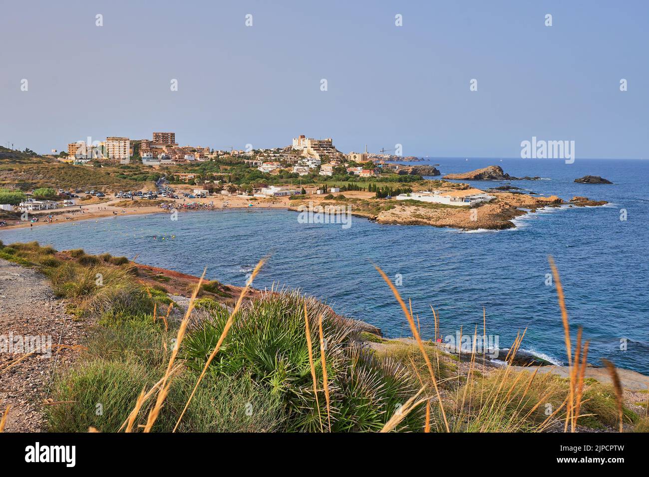 View in the distance of the Cala Reona, in the background the cabo de ...