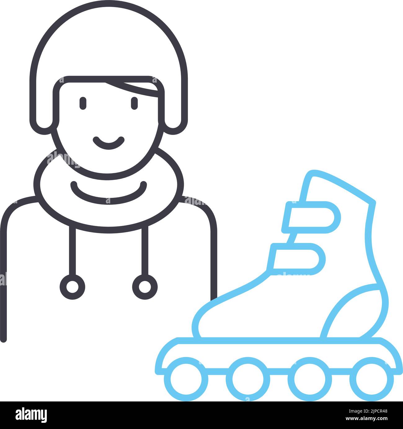 roller skating line icon, outline symbol, vector illustration, concept ...