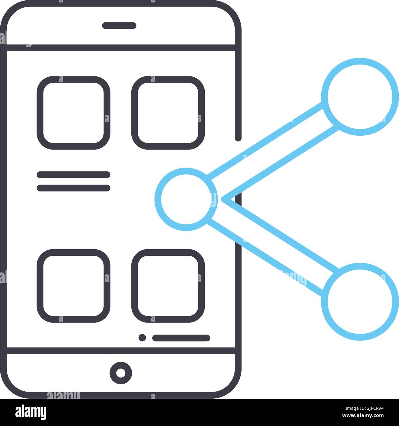 social sharing line icon, outline symbol, vector illustration, concept ...