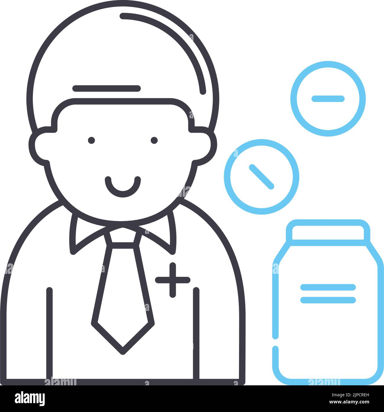 pharmacist line icon, outline symbol, vector illustration, concept sign ...