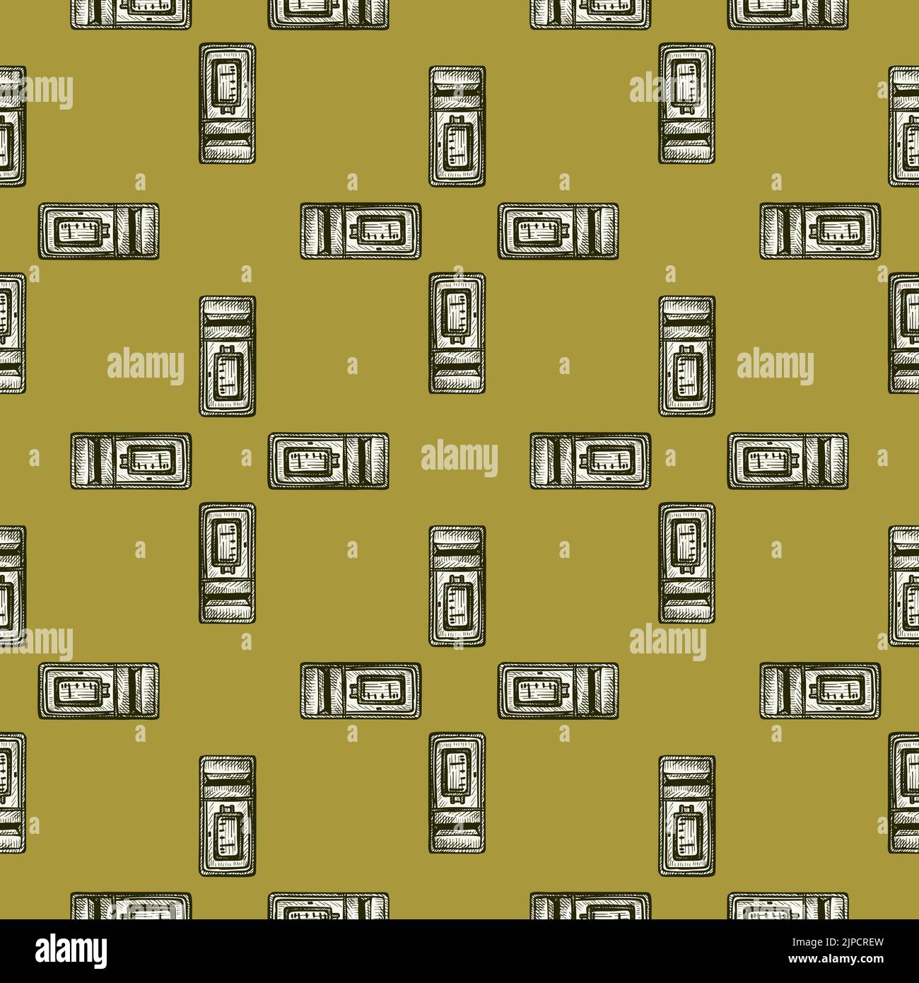 Mailbox engraved seamless pattern. Vintage letterbox in hand drawn ...