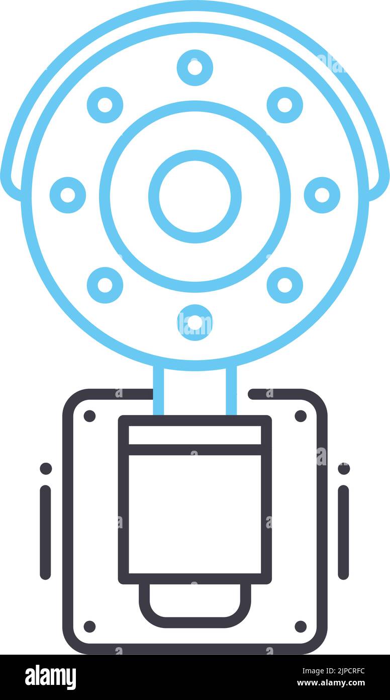 surveillance camera line icon, outline symbol, vector illustration ...
