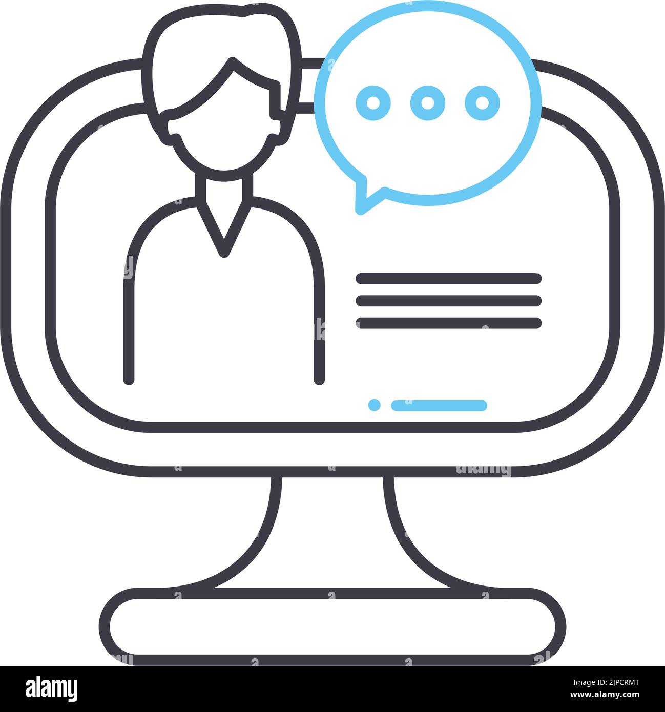 virtual assistant line icon, outline symbol, vector illustration ...