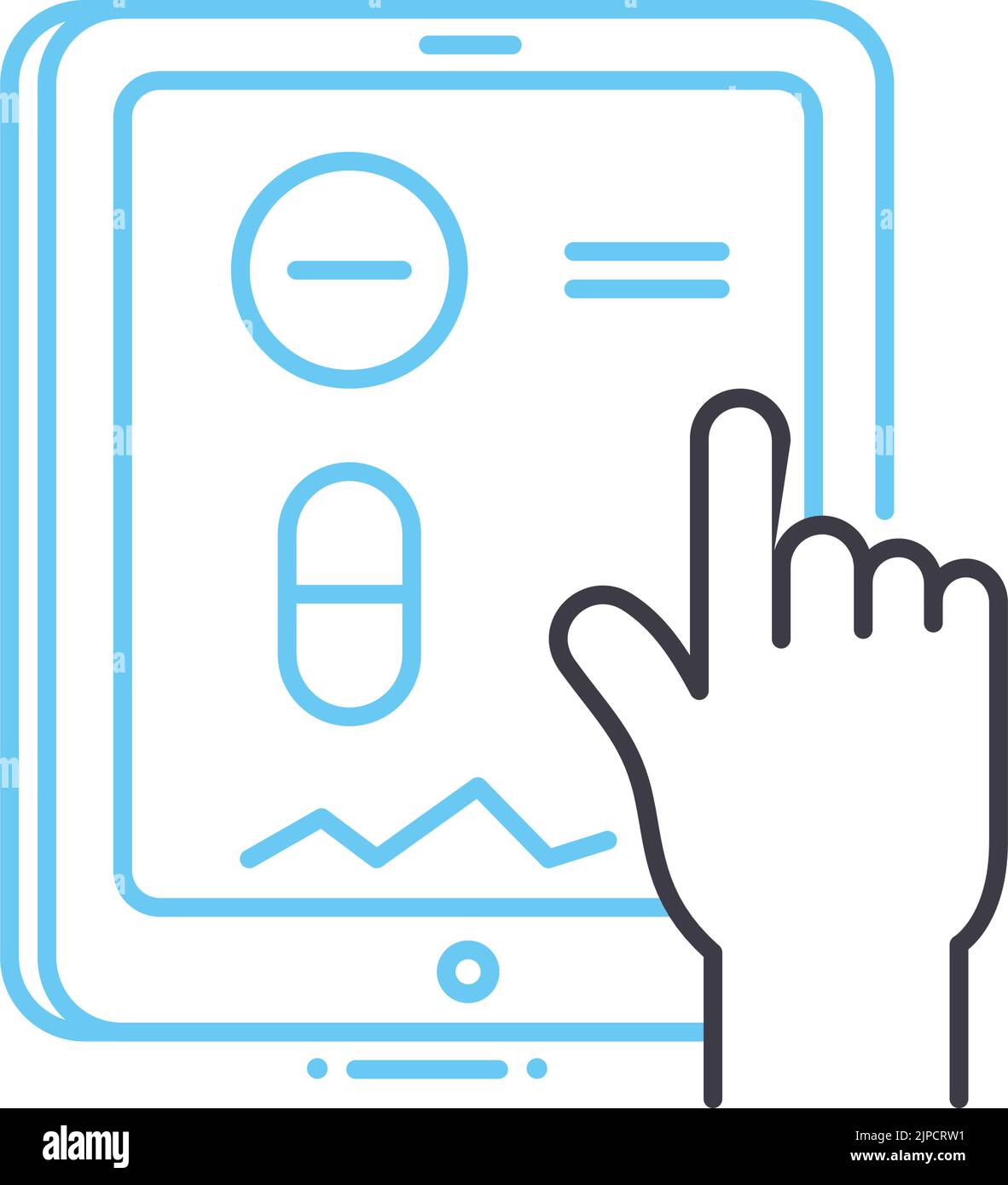 pill timer line icon, outline symbol, vector illustration, concept sign ...