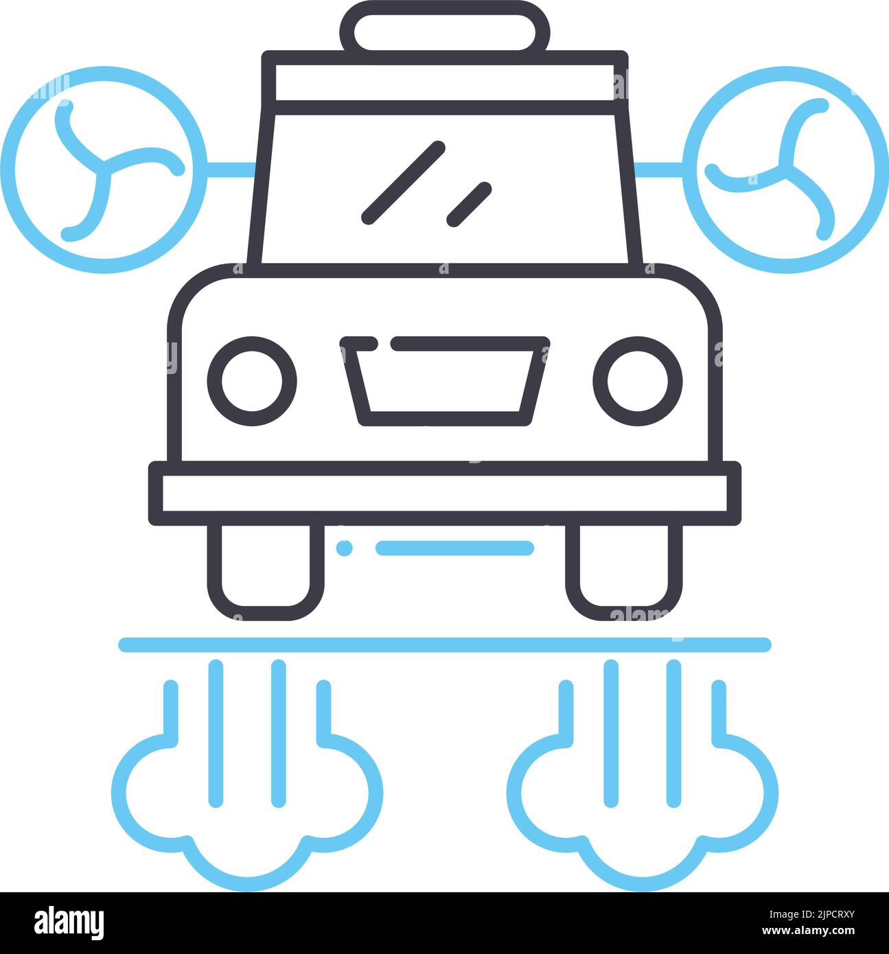 flying car line icon, outline symbol, vector illustration, concept sign ...