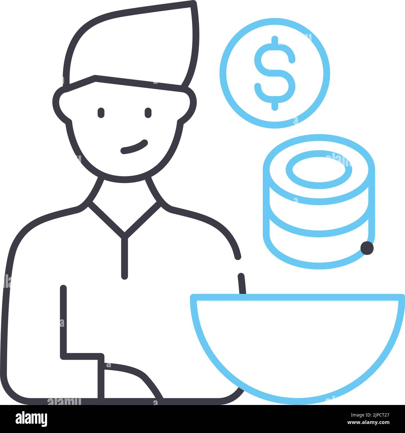 working for food line icon, outline symbol, vector illustration ...