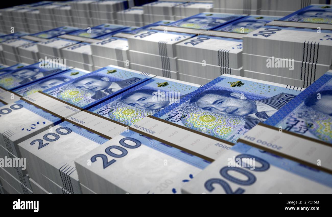 Morocco money Moroccan Dirham money pack 3d illustration. MAD banknote ...