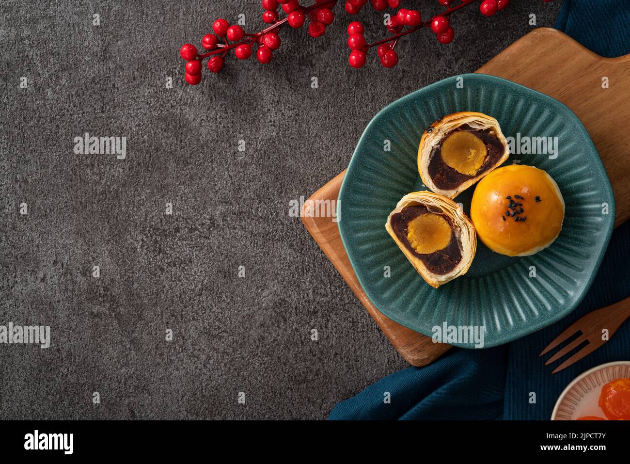 Design concept of Moon cake yolk pastry, mooncake for Mid-Autumn ...