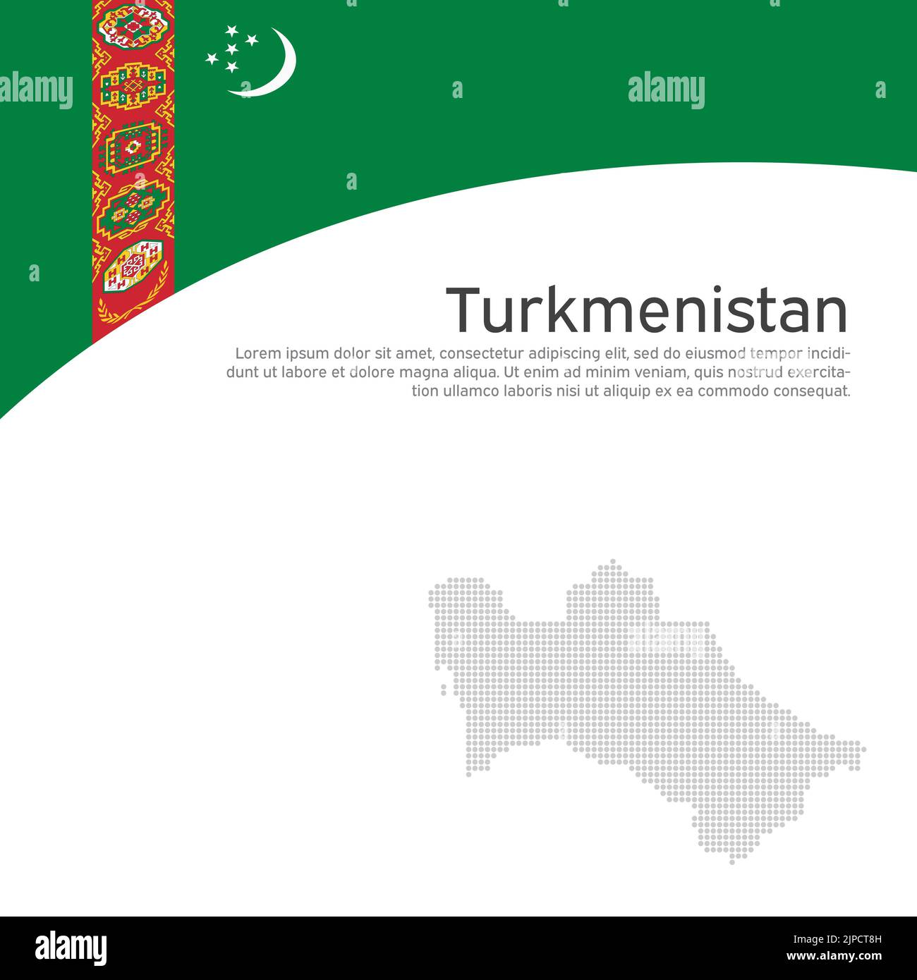Abstract waving Turkmenistan flag, mosaic map. State patriotic turkmen ...